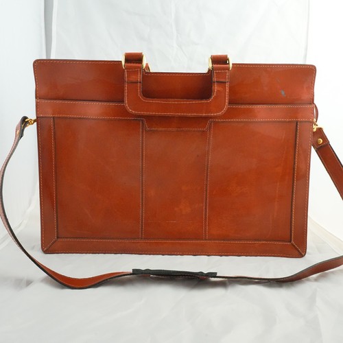 Vintage HIT Leather Briefcase Messenger Bag Tan Brown Satchel Laptop ...