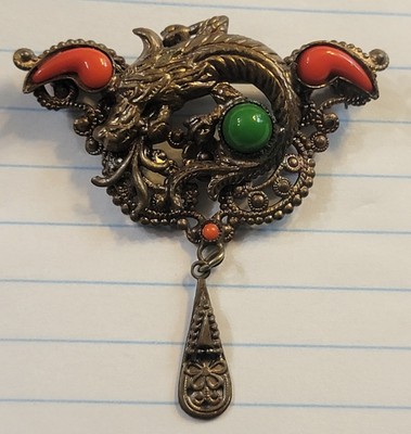 Vtg Max Neiger Brothers Revival Brooch Dragon Oriental Design | eBay