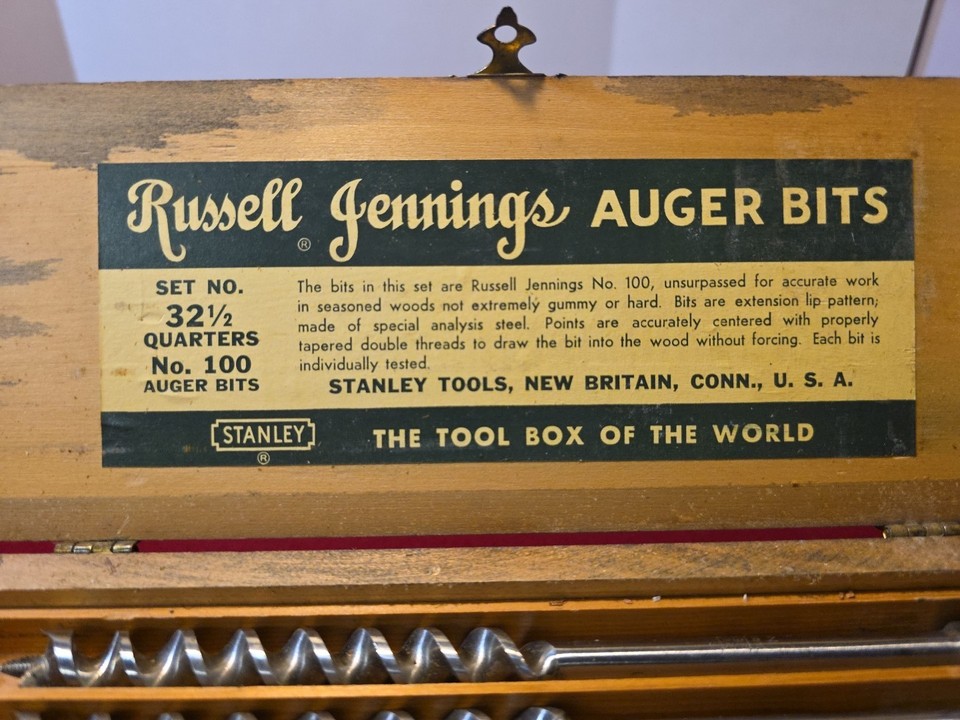 VTG Stanley Russell Jennings No 100 32-1/2 Qtrs Auger Bits 13 Sizes ...