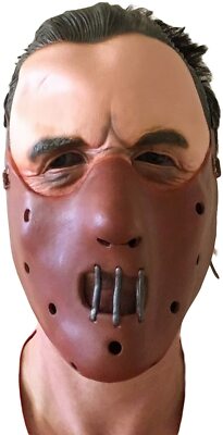 Mens Hannibal Lector Face Muzzle Latex Mask Halloween Silence Movie ...