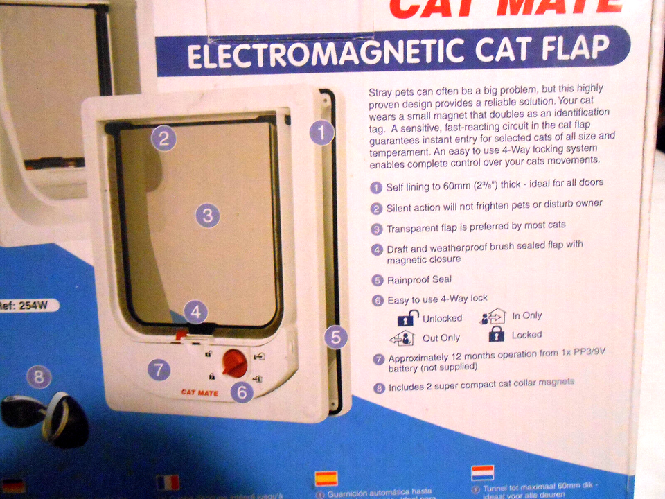 Electromagnetic Cat Flap for 60mm Thick Wooden Doors Panels with Collar ...