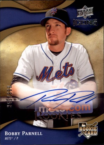 2009 Upper Deck Icons #158 Bobby Parnell Autograph RC Rookie Card /600 ...