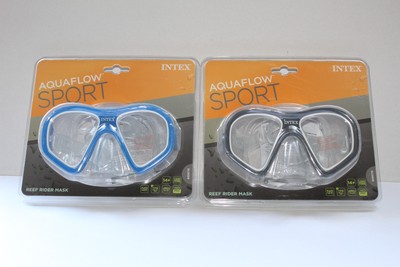 Set of 2 Intex Aquaflow Sport Reef Rider Swim Mask / Latex Free / Blue ...
