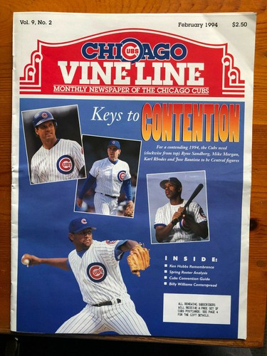 1994 Chicago Cubs Vine Line Magazine*FREE SHIP** Sandberg*Hubbs*Morgan ...