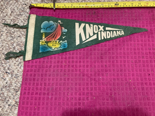 Rare VTG Knox INDIANA IN Souvenir PENNANT Banner BASS LAKE Sailboat ...
