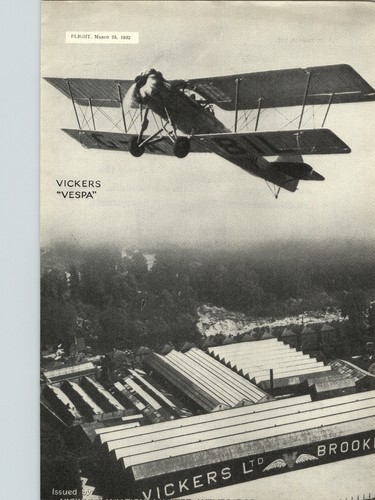 1932 PAPER AD Airplane Vickers Vespa Biplane Dunlop Wheels | eBay