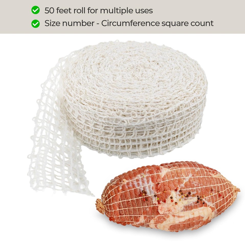 TSM® 50 Ft Elastic Meat Netting Roll Polly-Cotton Twine Butchers Net ...