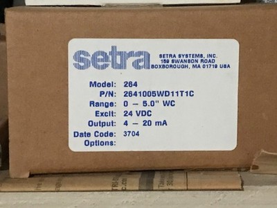 SETRA MODEL 264 - DIFFERENTIAL PRESSURE TRANSDUCER - 26412r5wd11ac1c ...