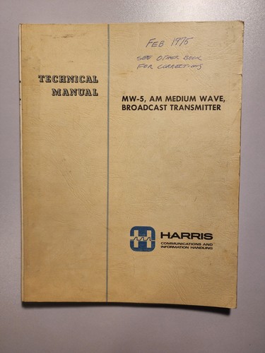 Harris MW-5, AM Medium Wave, Broadcast Transmitter Technical Manual | eBay