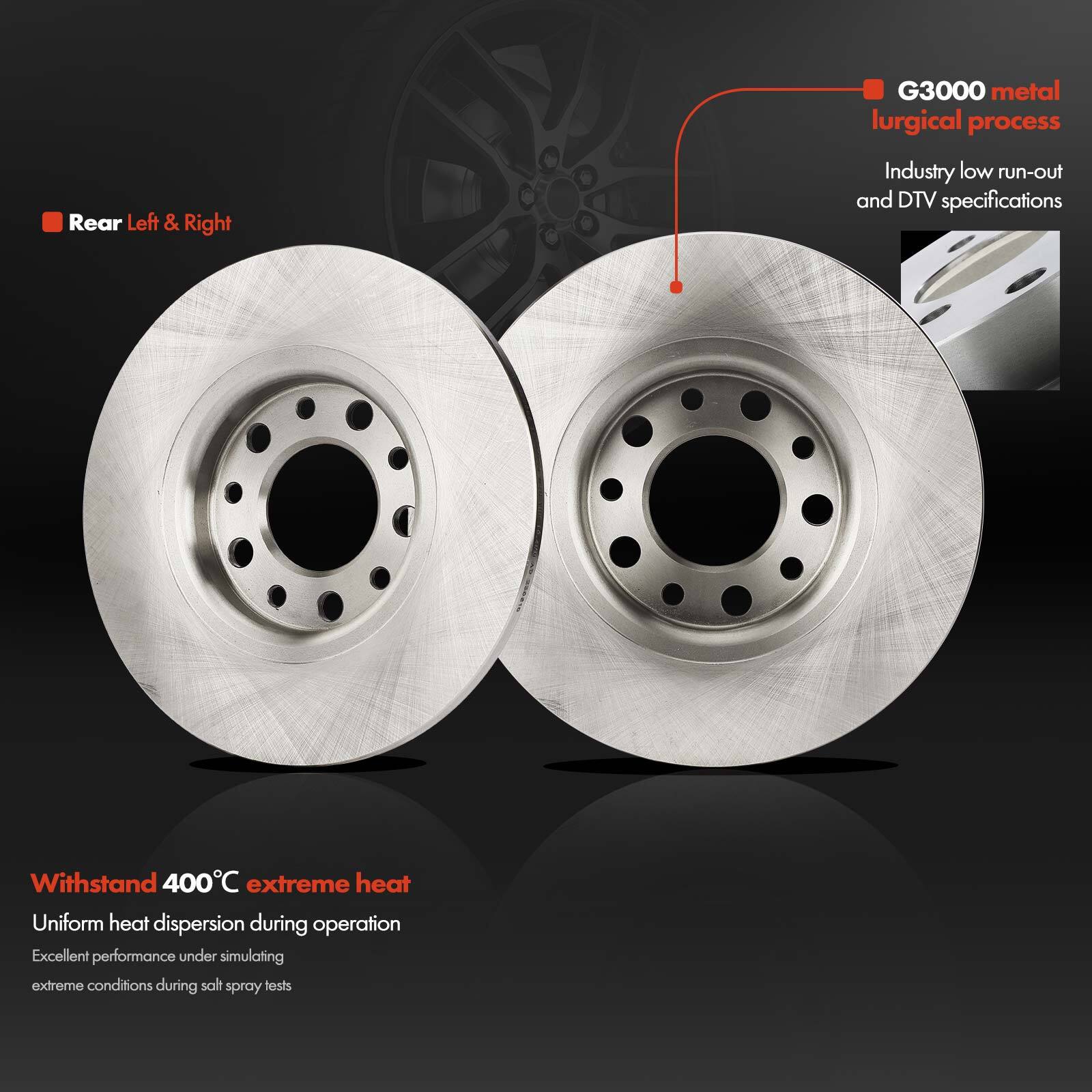 2xRear Side Disc Brake Rotors for Chrysler 200 2015-2017 Jeep Cherokee ...