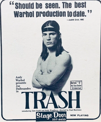 ANDY WARHOL TRASH 1970 vintage ADVERT JOE DALLESANDRO | eBay