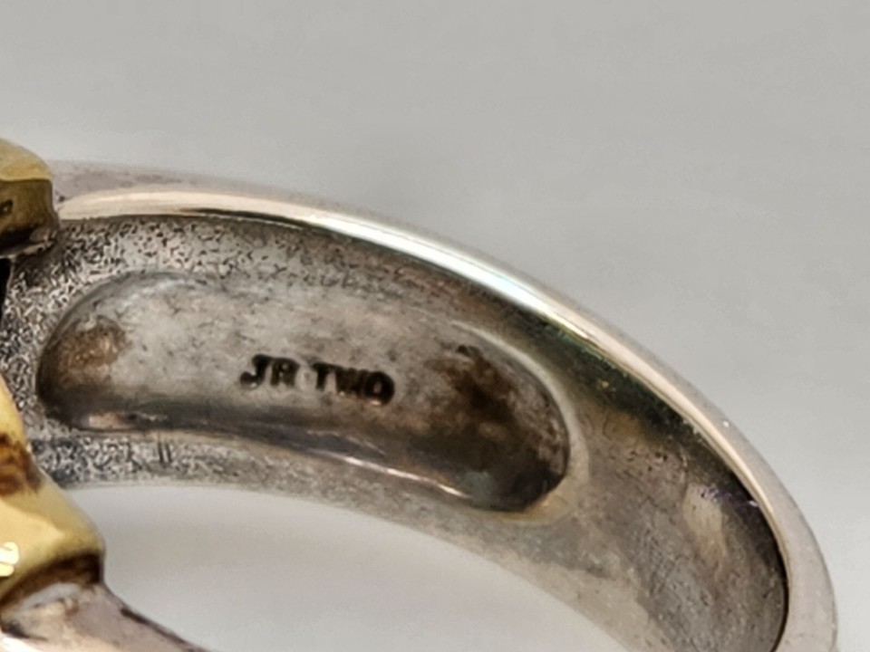 Judith Ripka JR TWO 925 Silver & 18K Gold Green Stone & Diamond Ring | eBay