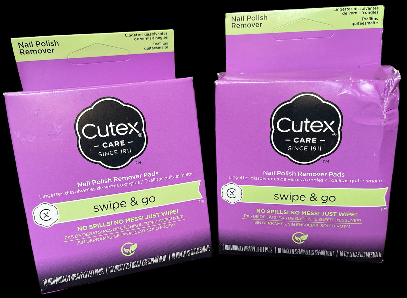 2 Pk Cutex Care Swipe And Go Nail Polish Remover Pads 10 Individually ...
