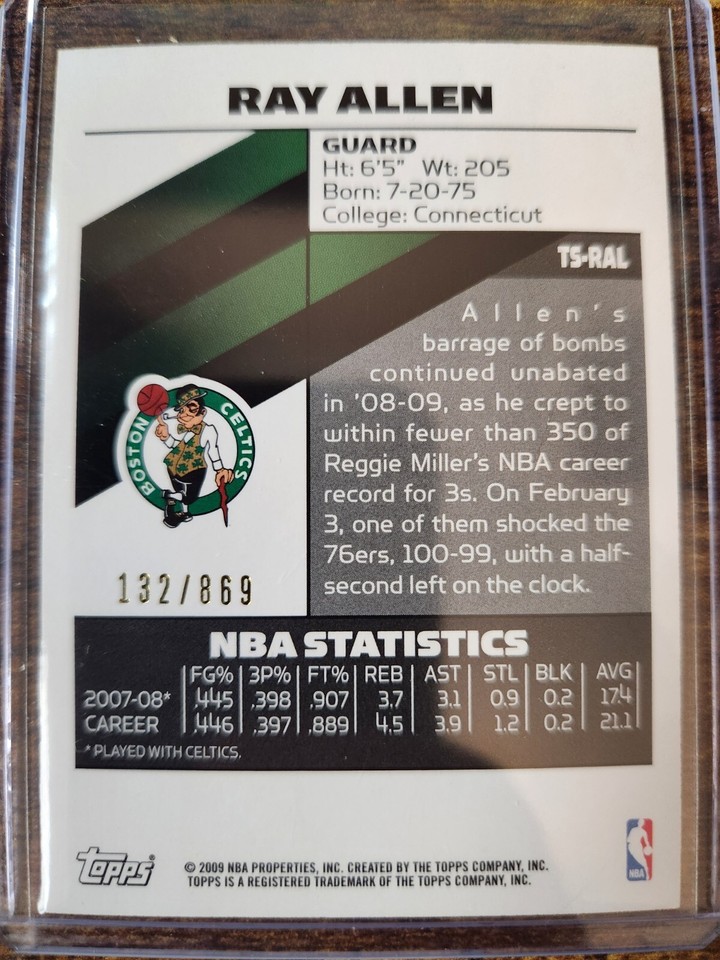 2008-09 Topps Signature Ray Allen Red Facsimile 132/869 #TS-RAL Boston ...