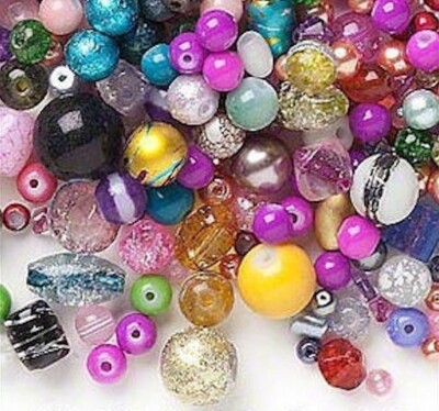 Bead Mix, 1/4 Pound Glass Multi Colors 2-16mm Bead Mix of 150-400 Beads ...