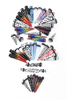 Single Acrylic Print Straight Spike Taper Expander Ear Stretcher Plug ...