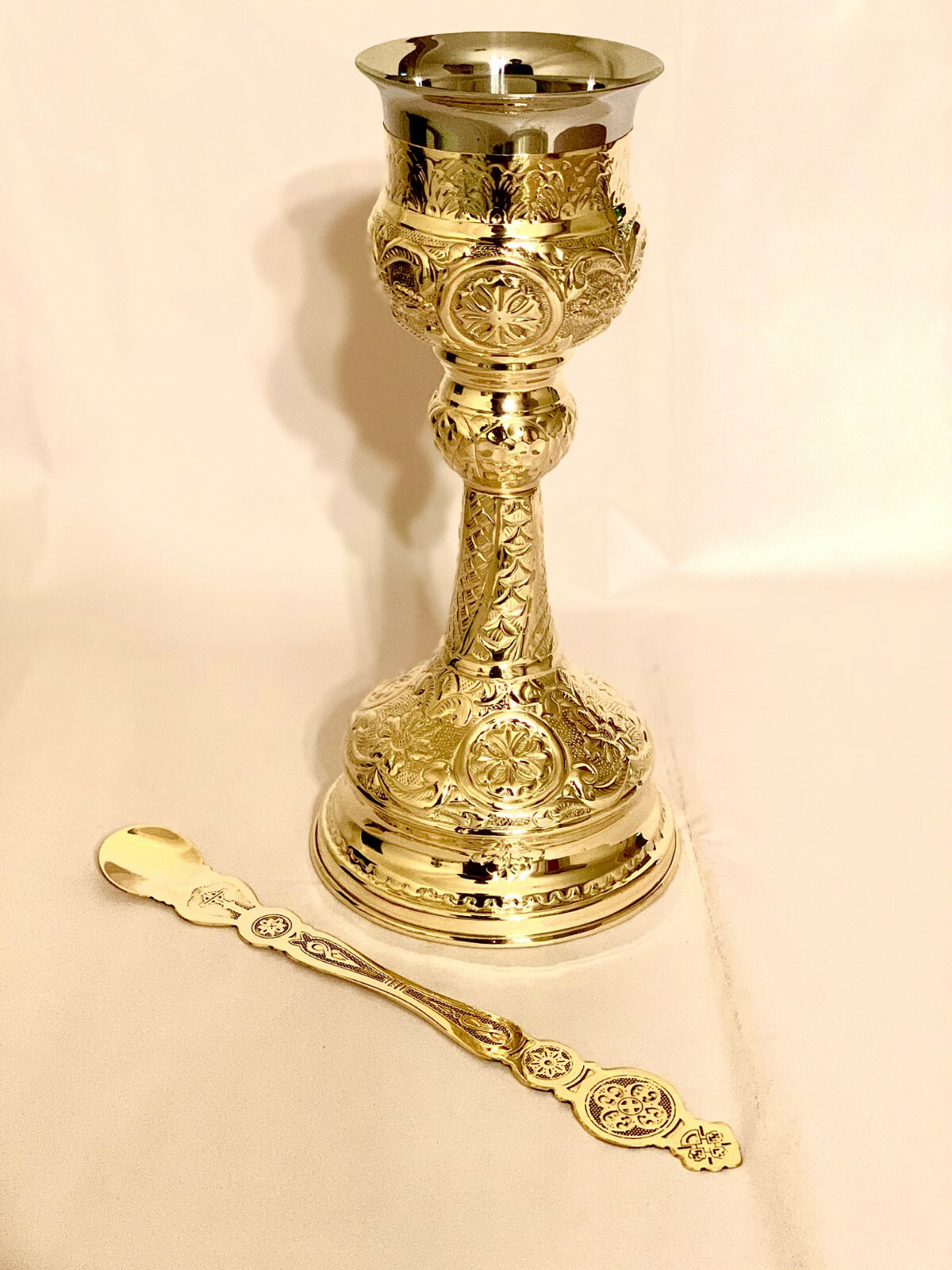 Coptic Chalice Set Communion Altar Gold Brass Ethiopian Orthodox Church ...
