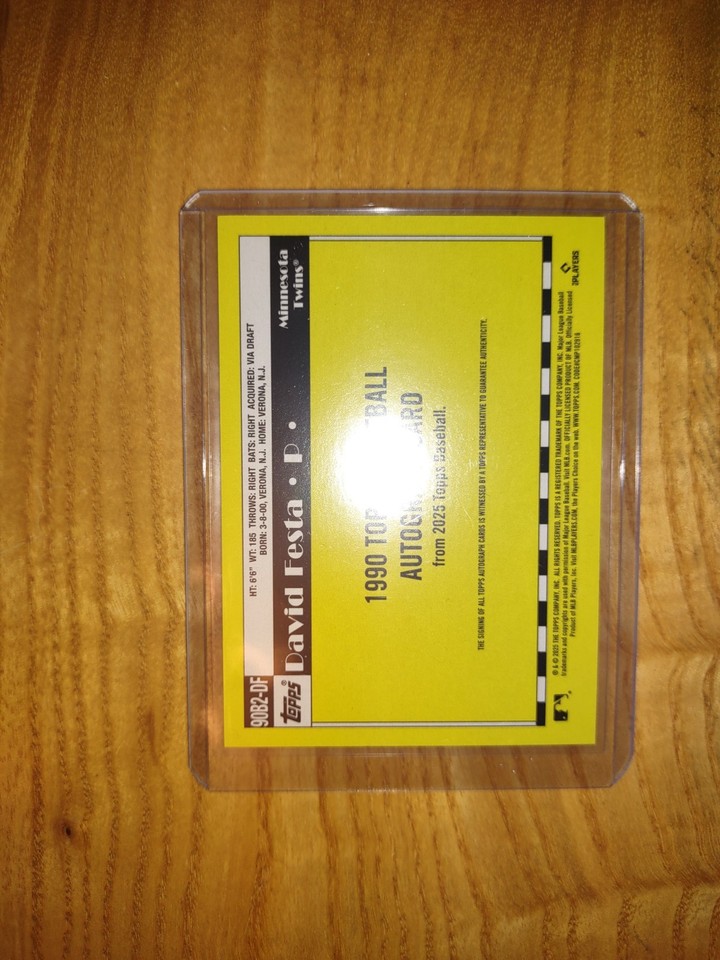 2025 Topps David Festa AUTOGRAPH AUTO 1990 MINNESOTA TWINS RC | eBay