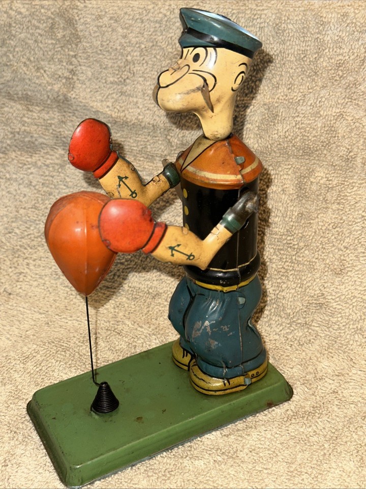 Vintage Boxing Popeye Wind Up Tin Toy Working. | eBay