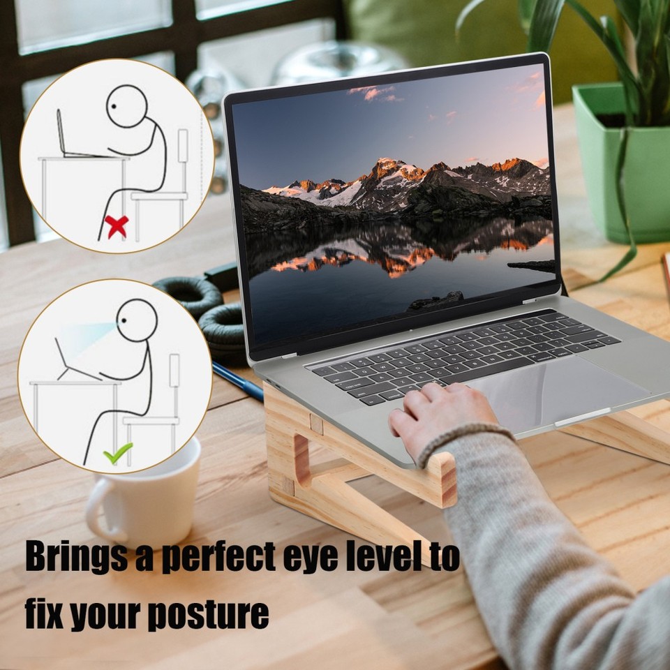 Laptop Stand Tablet Holder Wood Laptop Holder Laptop Storage Rack Stand ...