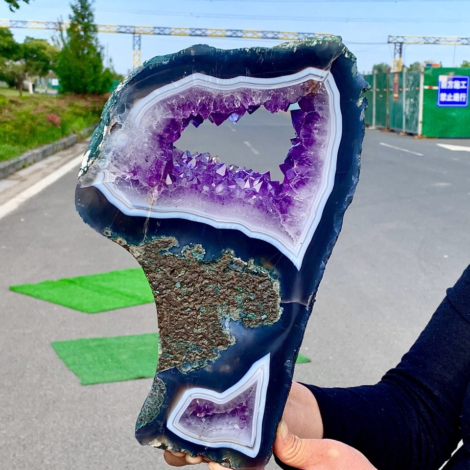 7.96LB Natural Amethyst geode quartz cluster crystal mineral specimen ...