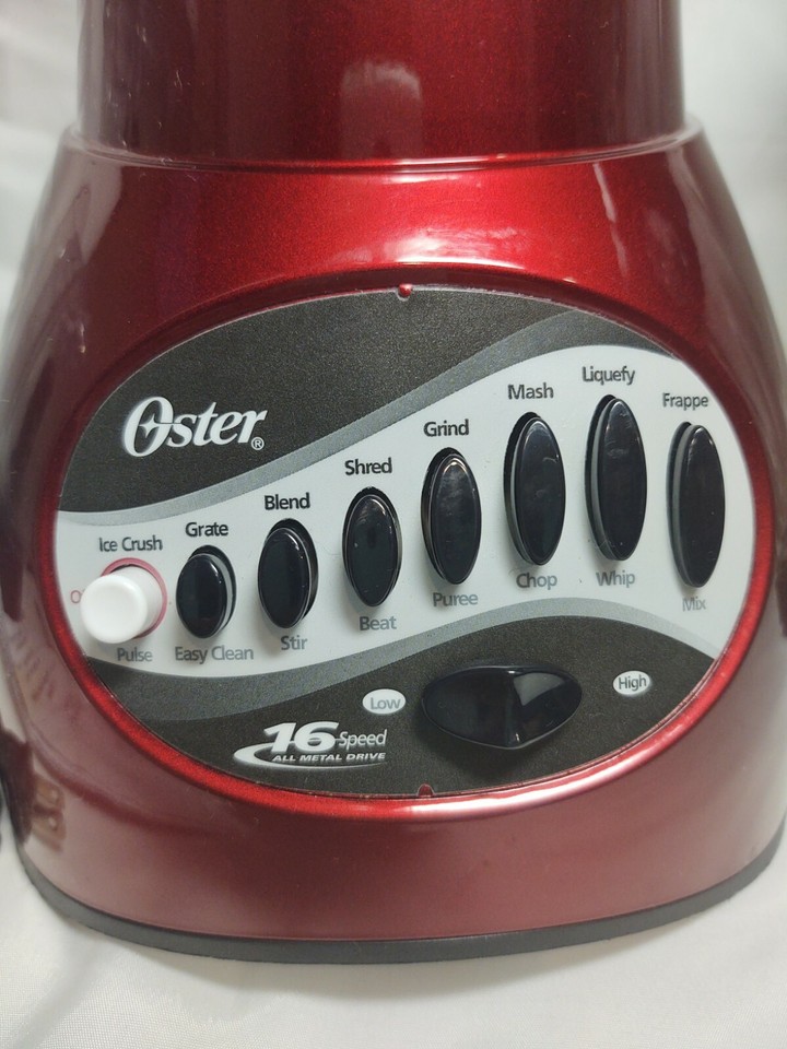 Red Oster 16 Speed Blender Glass Jar Plus Plastic Food Processor All ...