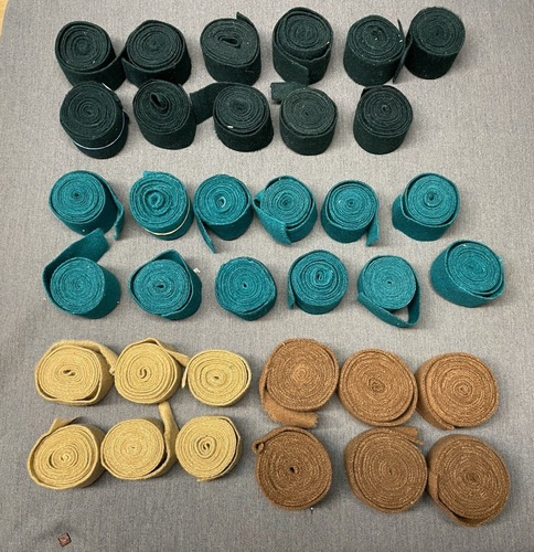 35 ROLLS OF BROWN, BEIGE, DARK GREEN& TEAL WOOL RUG BRAIDING YARNS 5'X1 ...