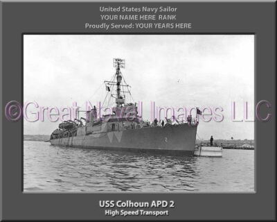 USS Colhoun APD 2 Personalized Canvas Ship Photo Print Navy Veteran ...