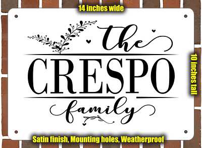 Crespo Family Decorative Metal Door or Wall Plaque (Style 2) | eBay