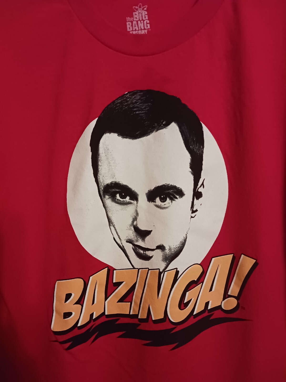 Big Bang Theory Red Sheldon Cooper Bazinga Short Slee… - Gem