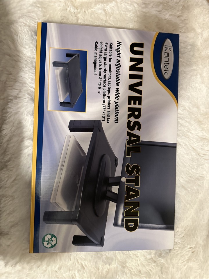 Kantek Height-Adjustable Stand with Drawer 17 x 13 1/4 x 3 to 6 1/2 ...