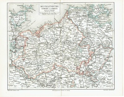 Carte De La Région Des Lacs De Mecklembourg Zingst Dars Rügen 1897 Poel ...
