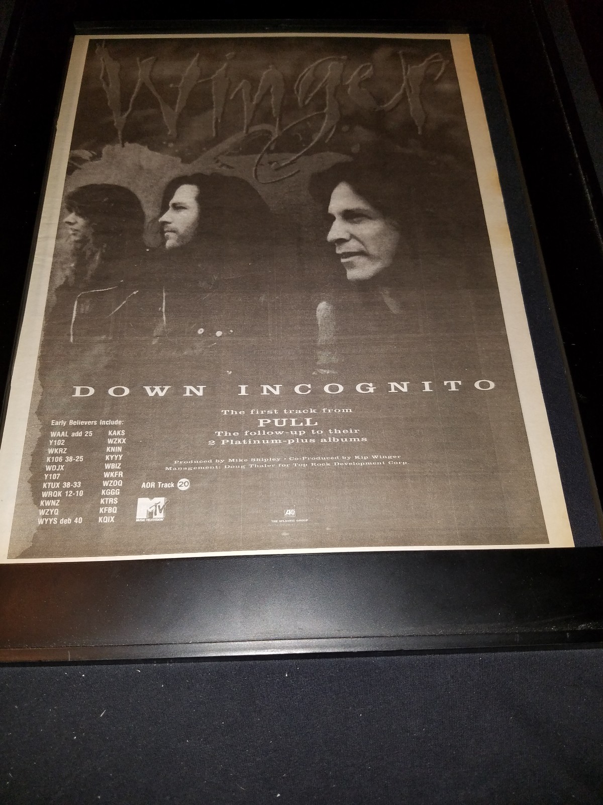 Winger Down Incognito Rare Original Radio Promo Poster Ad Framed! #2 | eBay