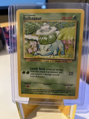 Pokémon TCG Bulbasaur Base Set 44/102 Regular Unlimited Common Lightly ...