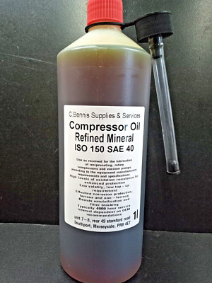 1L Premium Piston Air Compressor Pump Oil ISO 150 SAE 40 OIL NON ...