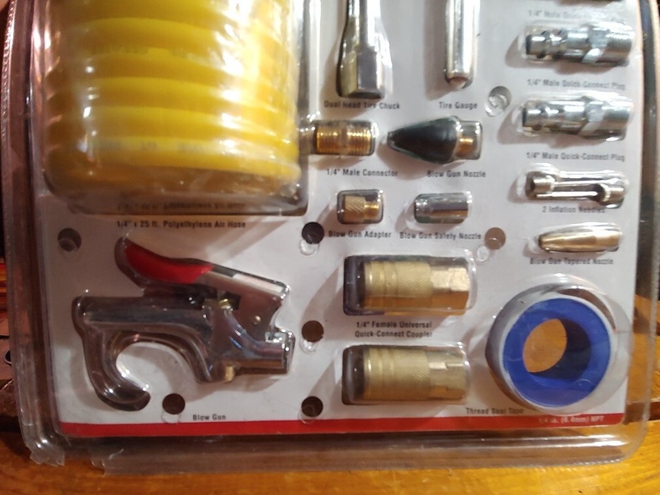 Central Pneumatic 20-Piece Air Compressor Starter Kit w/ Hose, Blow Gun ...