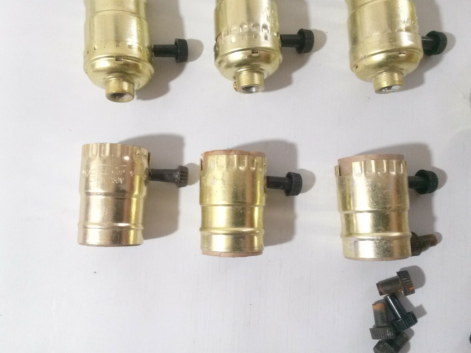 Lot of Brass Color Lamp Socket On Off Push Through Switch Parts | eBay