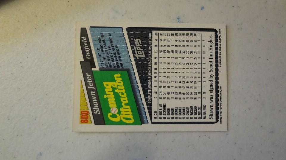 1993 TOPPS # 800 SHAWN JETER BASEBALL CARD | eBay