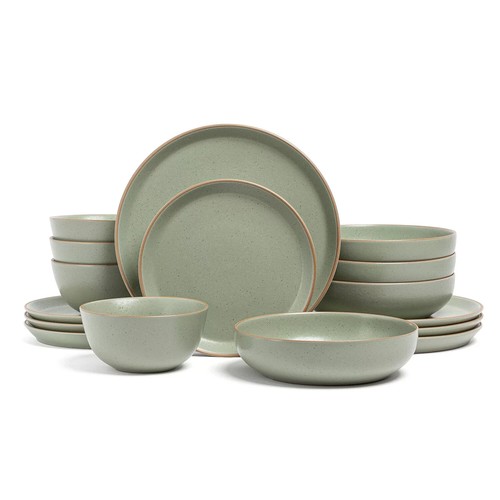 Over&back 16-Piece Artisan Stoneware Dinnerware Set - Color: Green | eBay