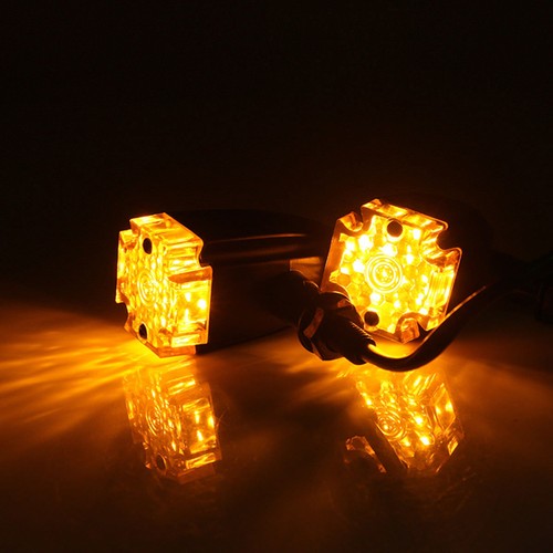 Custom Motorcycle 12V Cross LED Turn Signal Indicator Amber Blinker ...