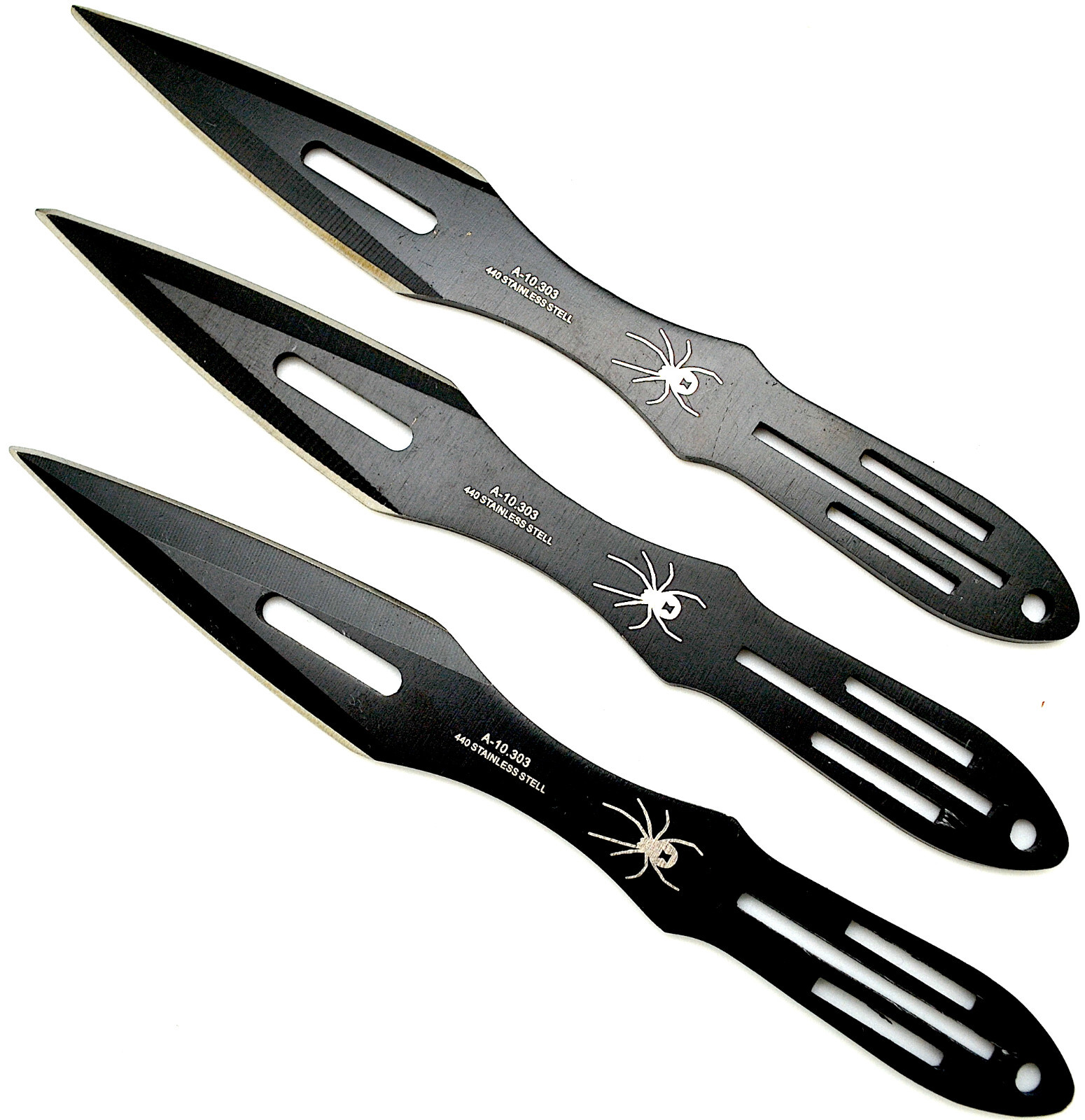 6 1/2" NEW 3 Pc AEROBLADES Black WIDOW THROWING KNIVES Throw Knife ...