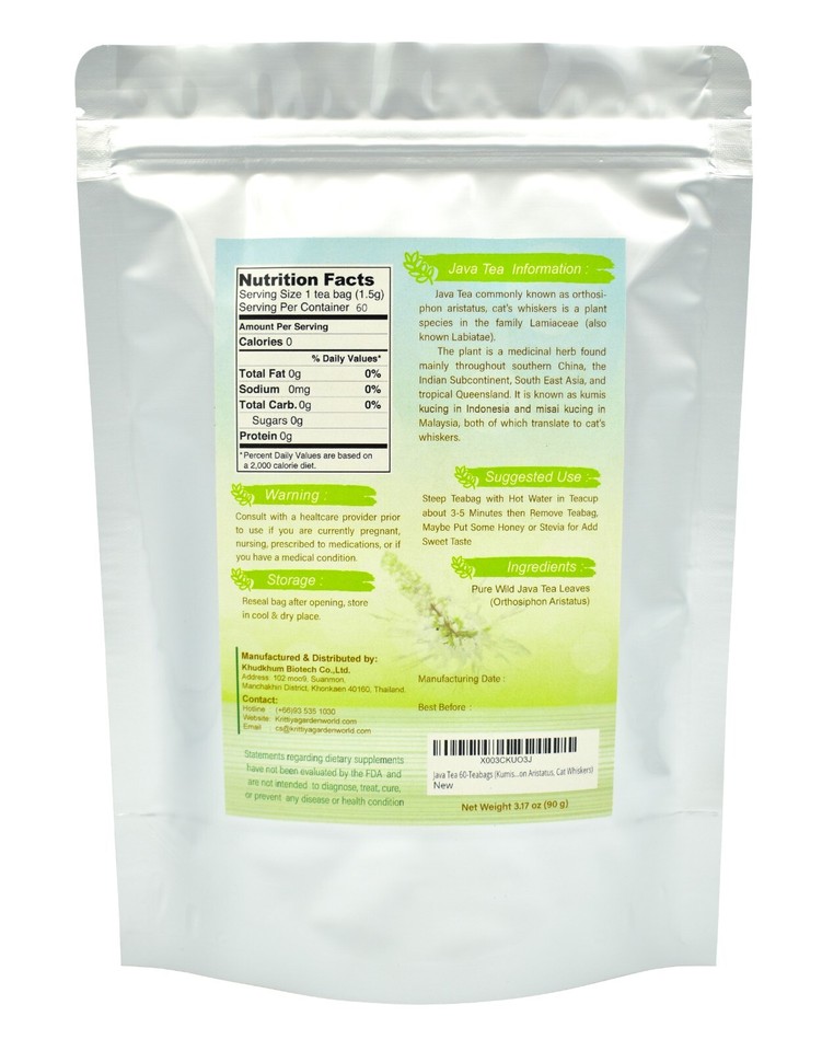 Wild Java Tea 60-Teabags 90g (Kumisukuchin, Orthosiphon Aristatus, Cat ...