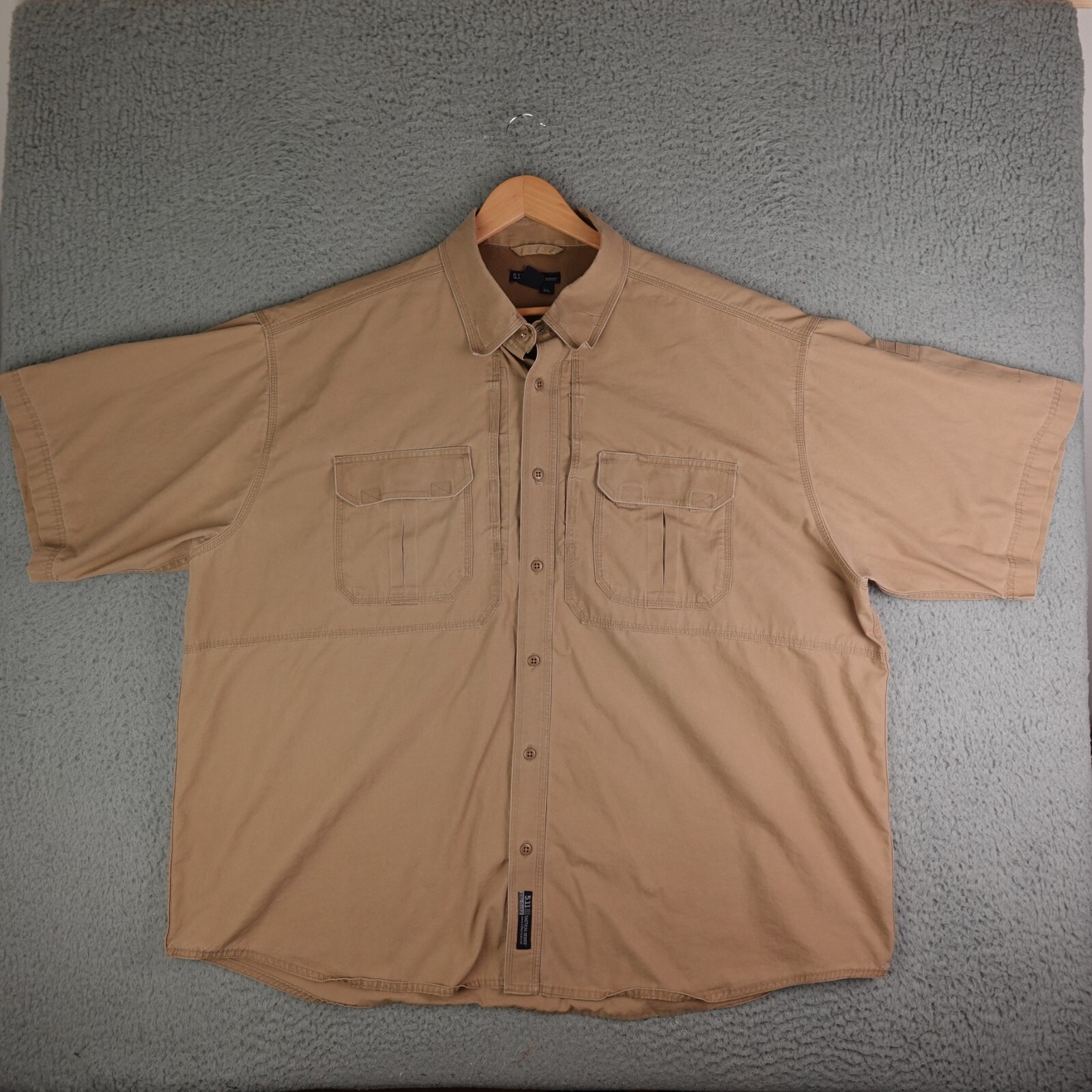 511 Tactical Shirt Mens 3XL Brown Short Sleeve Ripstop Vented Outdoor ...
