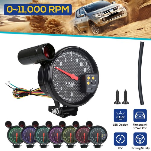 Universal Car Tachometer Gauge 7 Colors Backlit 0-11000 RPM w/LED Shift ...