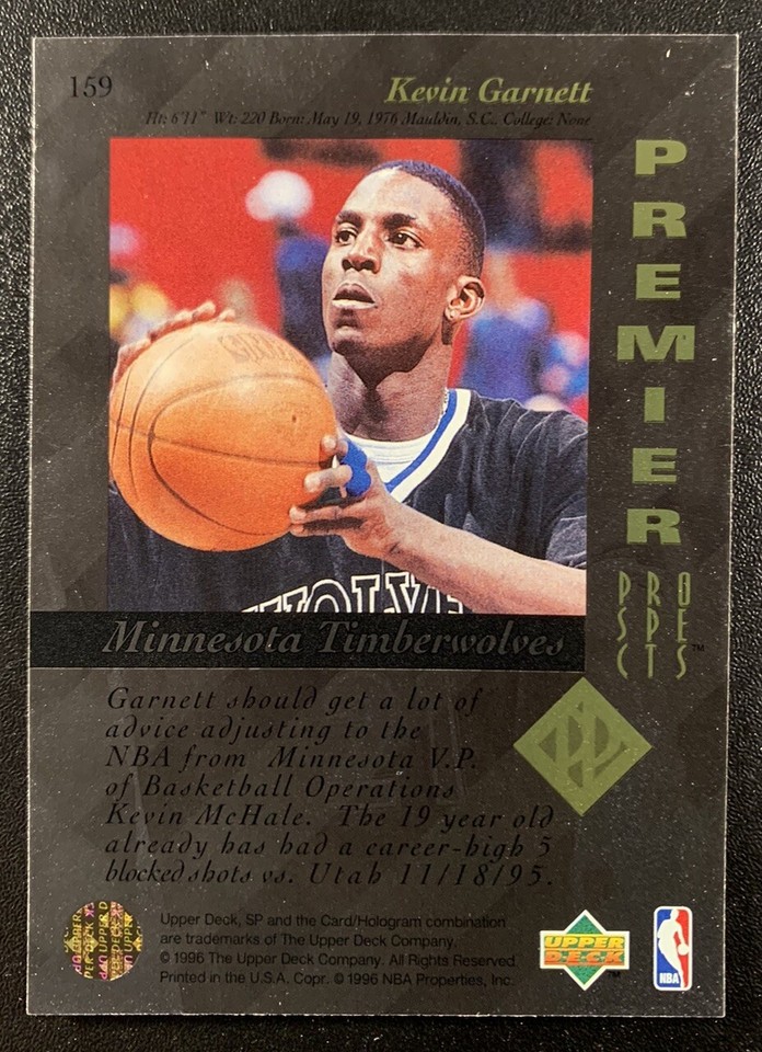 1995-96 SP #159 KEVIN GARNETT Rookie Card Minnesota Timberwolves (RC ...