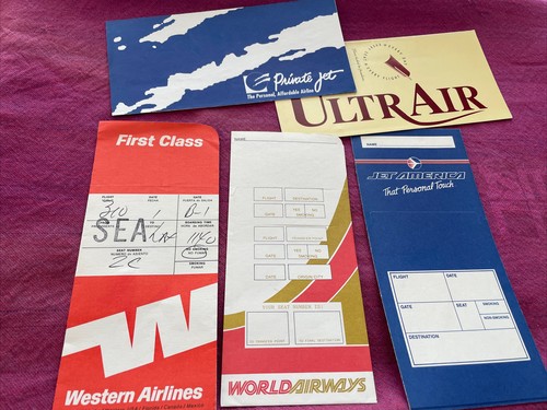 U.S.airlines 70s-90s ticket jackets lot iof 5. -WA WO PJ ULT JET AM | eBay