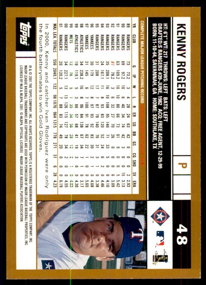 2002 Topps Baseball Card Kenny Rogers A Baseball Cards #48 | eBay