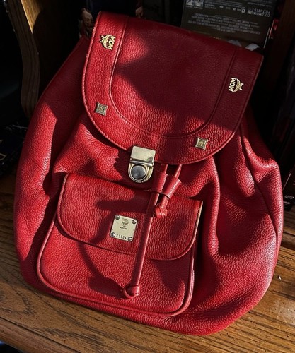 Backpack Red Leather MCM Handbag Small Convertible Purse Dressy Lux ...