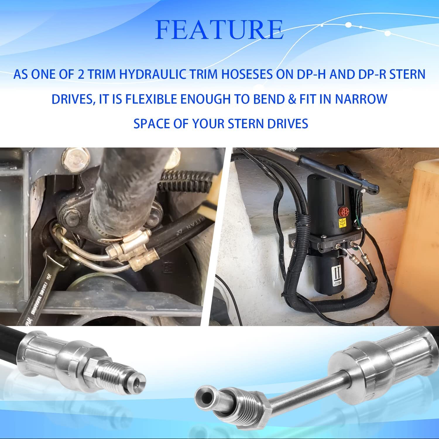 Hydraulic Hose Power Trim Kit for Volvo Penta DPH DPR Replaces 21721550 ...