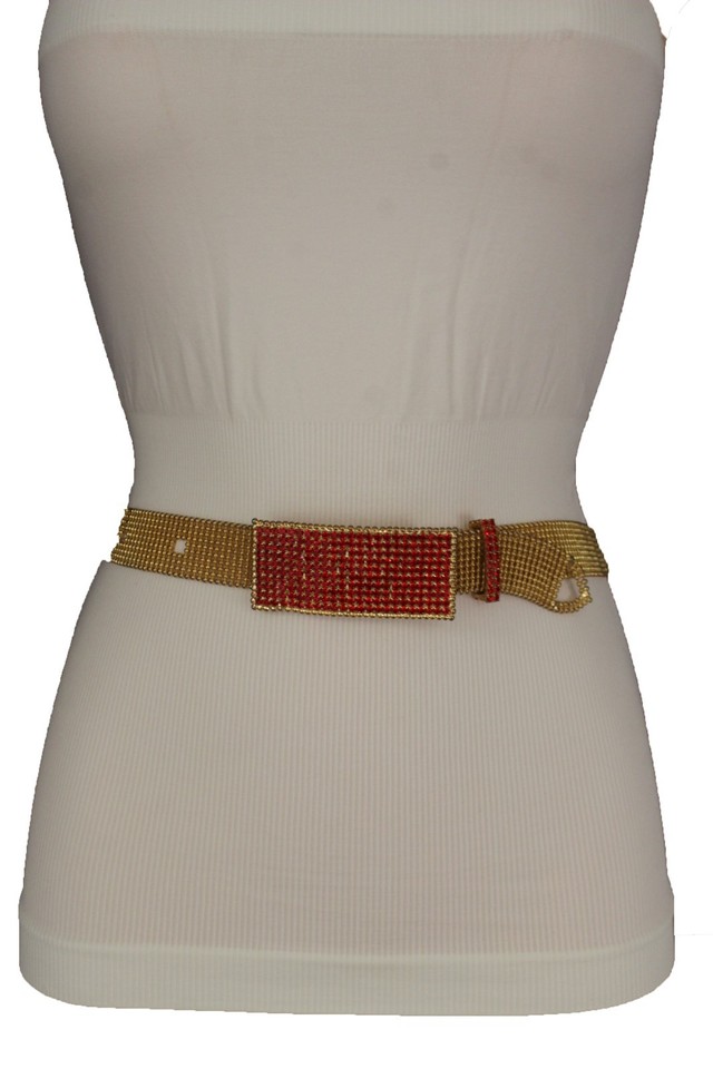 Women Dressy Classic Style Dark Rusty Gold Mesh Metal Skinny Fashion ...